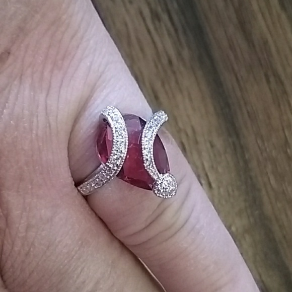 Jewelry | 4ct Natural Ruby With White Topaz Ring Silver 925 | Poshmark